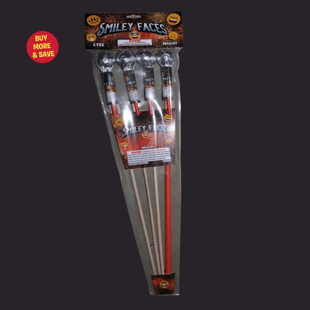 Smiley Face Rocket, 4 pc - Rockets