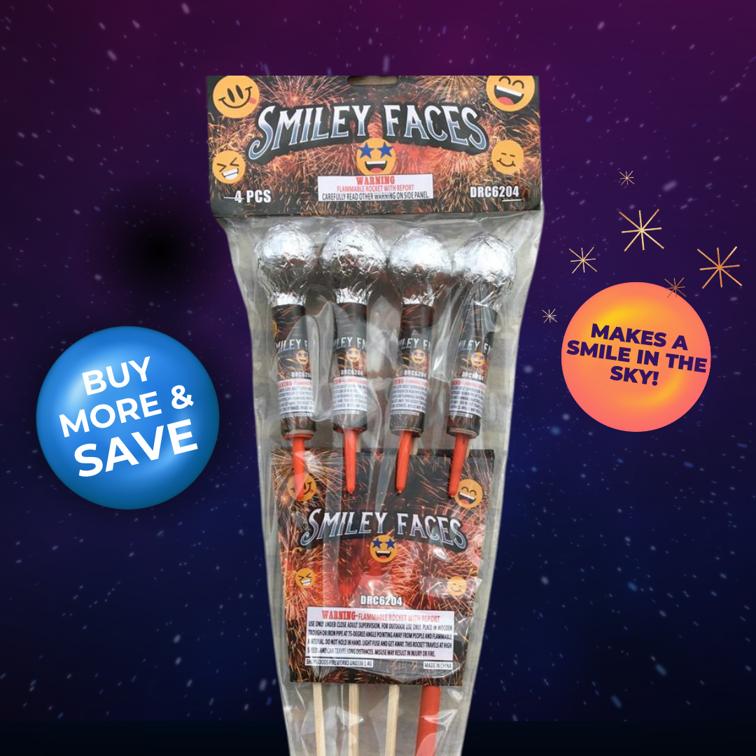 Smiley Face Rocket, 4 pc - Rockets